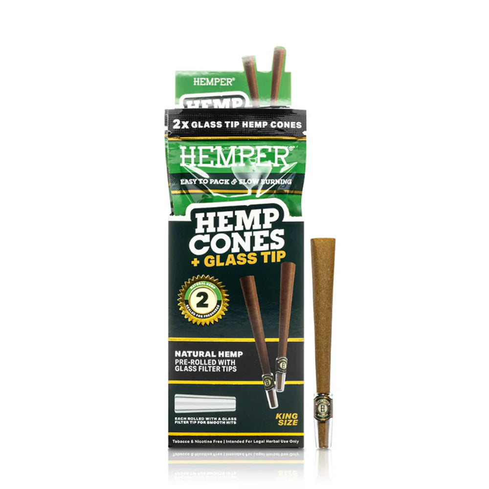 Buy Hemper Hemp Rolls + Glass Tips 2 Pack (12 pcs) - Natural Hemp | CBD ...
